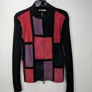 KIKIT | Sweaters | Patchwork Leather Sweater Jacket | Poshmark